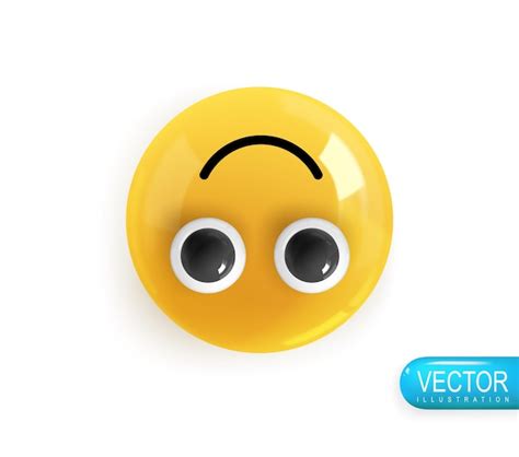 에모지 얼굴을 뒤집은 현실적인 3d 아이콘 ⁇ 색 바탕에 고립된 플라스틱 만화 스타일의 노란색 반 ⁇ 이는 색의 에모지를 렌더링 프리미엄 벡터