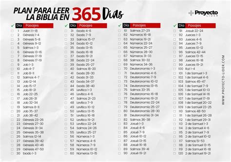 Plan Para Leer La Biblia En Un AÑo Proyecto Lider