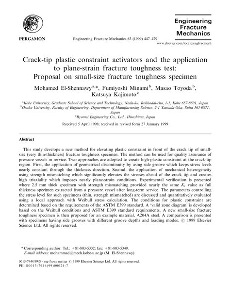 Pdf Crack Tip Plastic Constraint Activators And The Application To