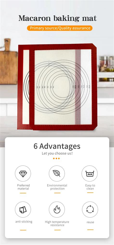 Macaron Mat Silicone Baking Mat Fiberglass Baking Mat Non Stick