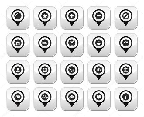 Map Location Markers Pointers Vector Buttons Set Stock Vector