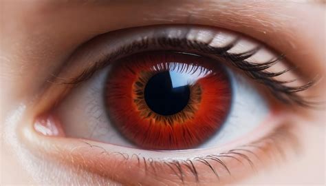 Closeup Of A Red Human Eye With Visible Iris Patterns And Eyelashes