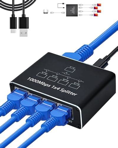 Ethernet Splitter 1 To 2 High Speed 1000mbps Switch Lan Adapter With Usb Power