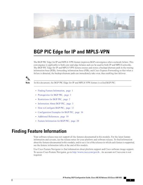 Pdf Bgp Pic Edge For Ip And Mpls Vpn · Pdf Fileip Routing Bgp Configuration Guide Cisco