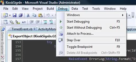 Visual Studio 2008 Where Is The Debug Exceptions Window Stack