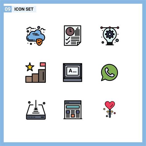 Filledline Flat Color Pack Of 9 Universal Symbols Of Typing Positions Artwork Graph Analysis