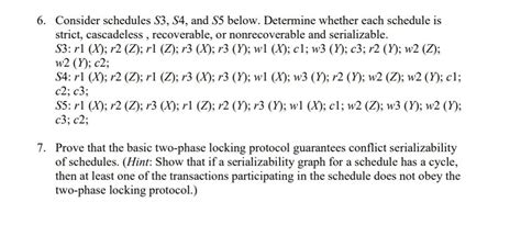 solved 6 consider schedules s3 s4 and s5 below determine