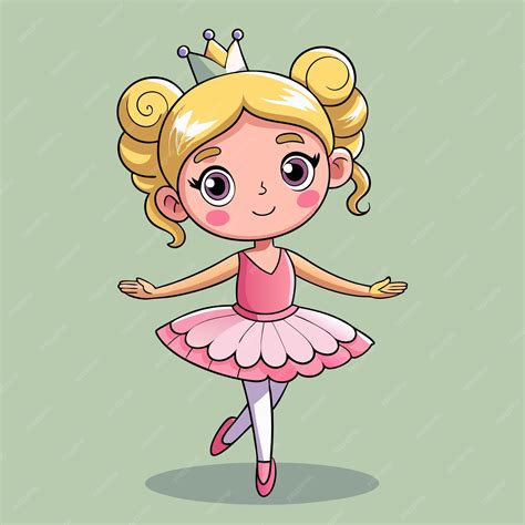 작은 발레리나 소녀 댄스 만화 터 일러스트레이션 프리미엄 Ai 생성 벡터