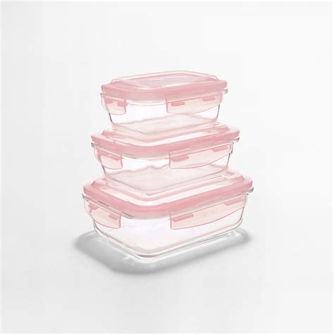 Buy Set Of Three Rectangular Glass Containers From Orsina