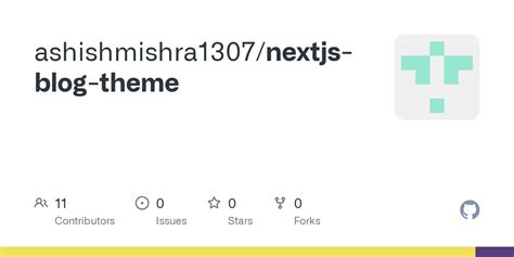 GitHub Ashishmishra Nextjs Blog Theme