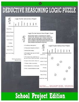 Deductive Reasoning Logic Puzzle School Project Edition By TeachThought