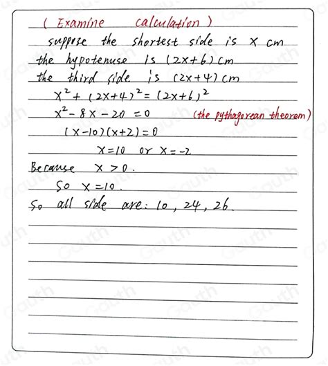 Solved The Hypotenuse Of A Right Angled Triangle Is 6 Cm More Than Twice The Shortest Side Of
