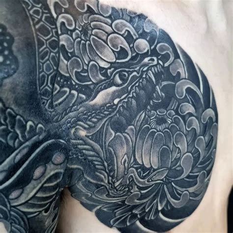 긴팔가슴 연장 완성~ 해태타투 커버업타투 해태터치업 이레즈미 예제로 Jezerotattoo