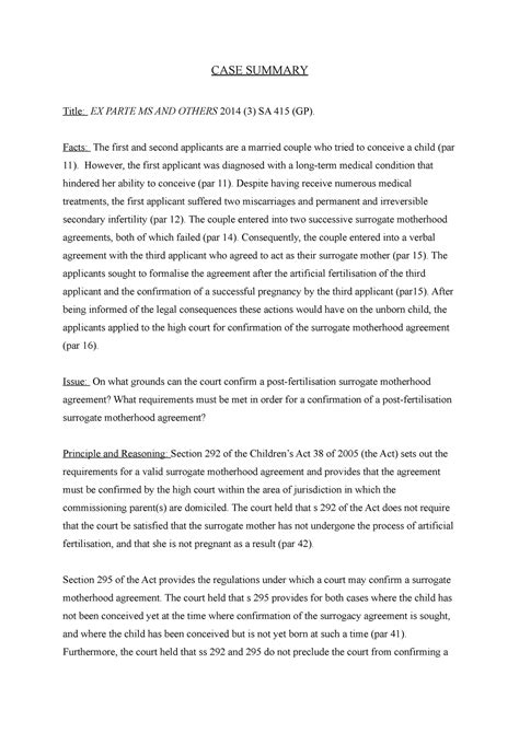 Ex Parte MS Case Summary CASE SUMMARY Title EX PARTE MS AND OTHERS SA GP