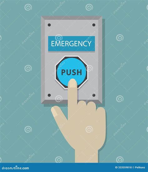 Abstract Human Right Hand Index Finger Pressing Blue Emergency Push
