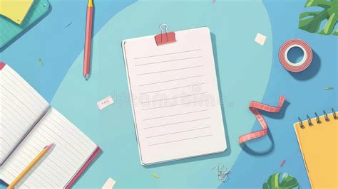 Illustration Of Blank Notepad With Sticky Tape Attached To Board