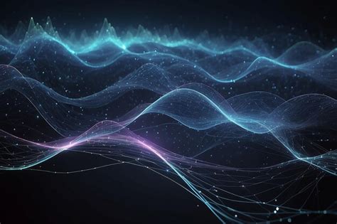 Digital Data Of Particle Wave And Network Connection Premium Ai Generated Image
