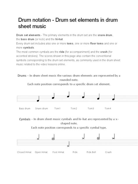 Drum Notation Elements Guide Pdf Drum Kit Musical Instruments Drum Notation Elements Guide Pdf Drum Kit Musical Instruments