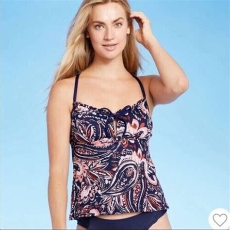 Kona Sol Tops Kona Sol Padded Tankini Top Women M Medium Multi