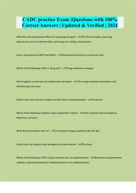 CADC Practice Exam Questions With 100 Correct Answers Updated