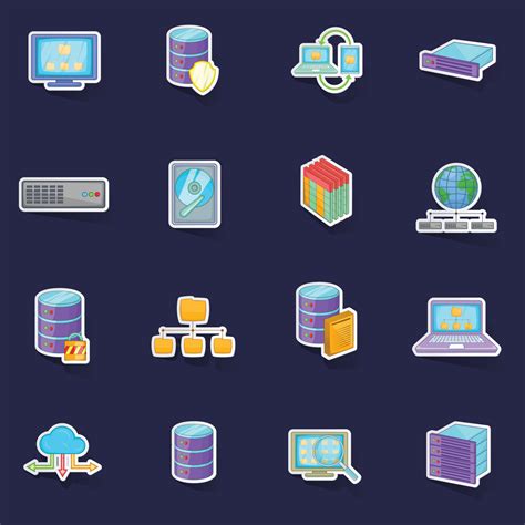 Data Base Icons Set Vector Sticker 21412953 Vector Art At Vecteezy