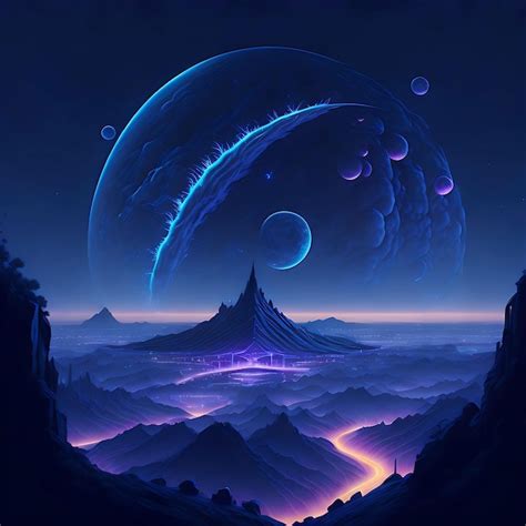 Premium Ai Image Cosmic Landscape View Of Beautiful Space And Planets Generative Ai