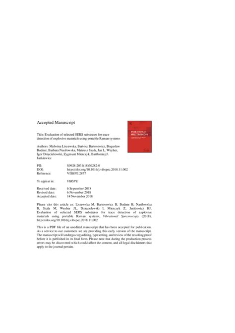 Pdf Evaluation Of Selected Sers Substrates For Trace Detection Of Explosive Materials Using