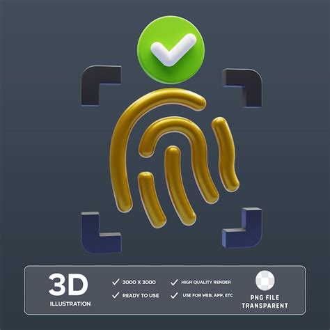 Premium PSD PSD Fingerprint Authentication 3D Illustration