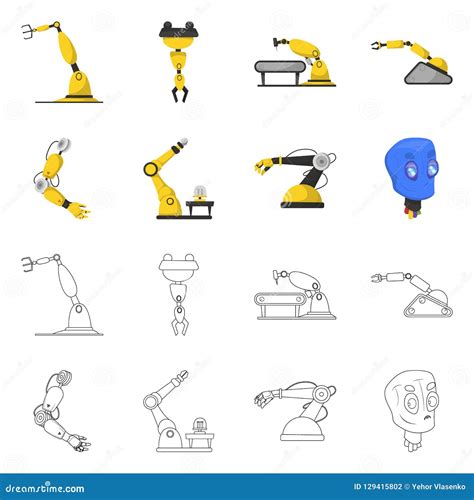 Vector Design Of Robot And Factory Symbol Collection Of Robot And Space Stock Symbol For Web