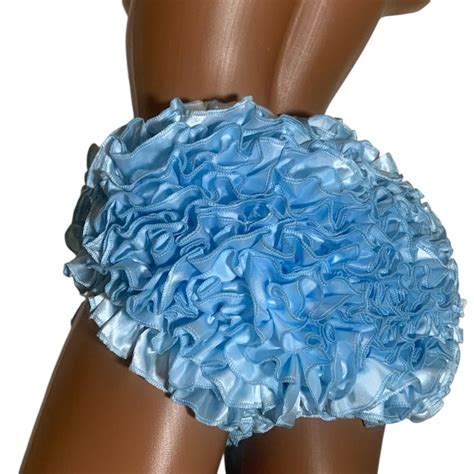 Wet Look Glossy Sissy Satin Panties Ultra Ruffle Ott Brief Ready