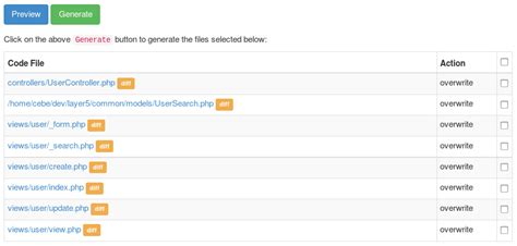 Tool Gii Yii2 Framework