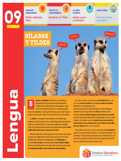 Sílabas Y Tildes Desafios Educativos Pdf Sílaba Vocal