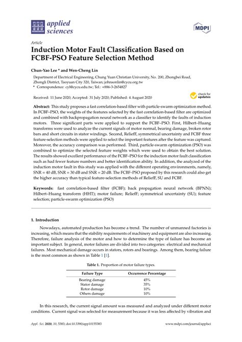 Pdf Induction Motor Fault Classification Based On Fcbf Pso Feature Selection Method