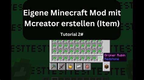 Eine Minecraft Mod Mit Mcreator Erstellen Item Part 2 Mcreator Youtube