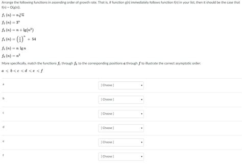 Solved Arrange The Following Functions In Ascending Order Of