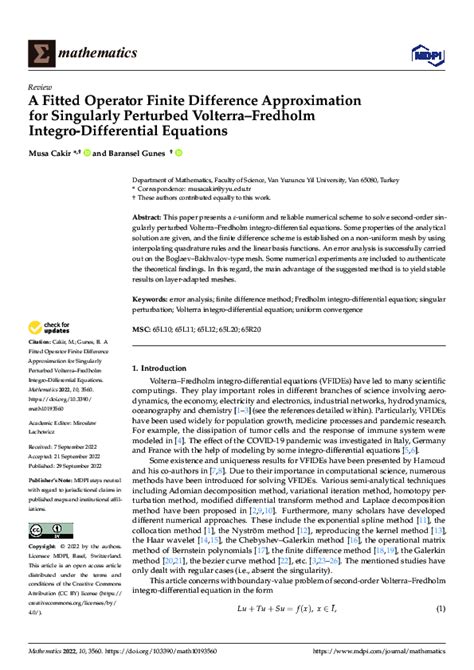 Pdf A Fitted Operator Finite Difference Approximation For Singularly
