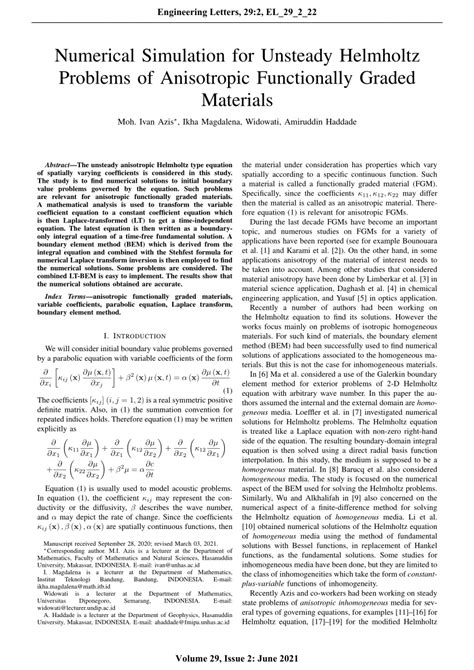 Pdf Numerical Simulation For Unsteady Helmholtz Problems Of Anisotropic Functionally Graded