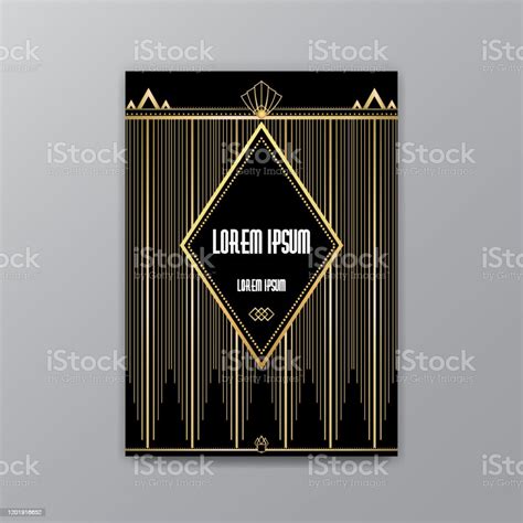 아르 데코 우아한 페이지 템플릿 웹 및 인쇄를위한 개츠비 스타일 달의 태양과 기하학적 라인빈티지 패턴 0명에 대한 스톡 벡터 아트 및 기타 이미지 Istock