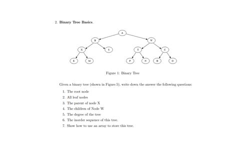 Solved 2 Binary Tree Basics Figure 1 Binary Tree Given A