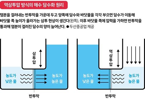 바닷물을 마실 수 있게… 역삼투압의 원리 네이버 블로그