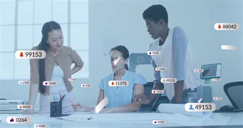 image of multiple notification bars diverse female architects sharing