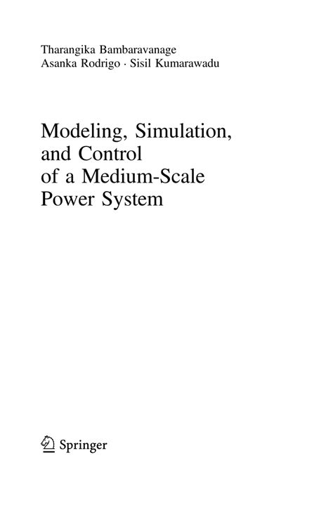 PDF Modeling Simulation And Control Of A Medium Scale Power System