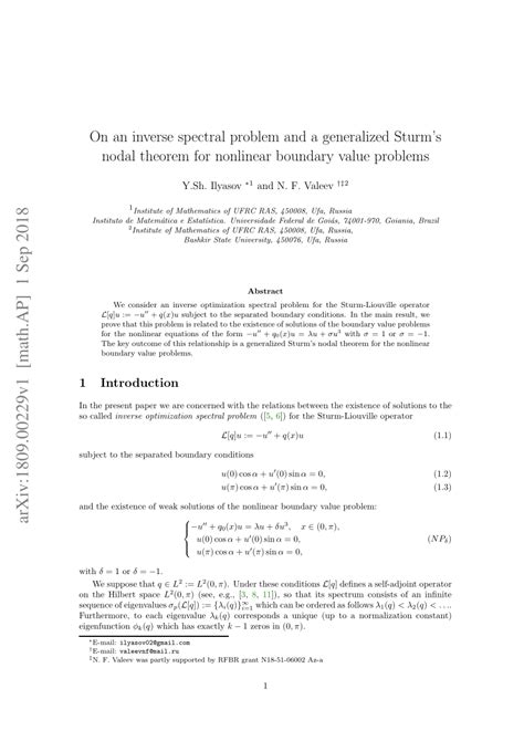 Pdf On An Inverse Spectral Problem And A Generalized Sturms Nodal Theorem For Nonlinear