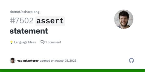 `assert` Statement · Dotnet Csharplang · Discussion 7502 · Github