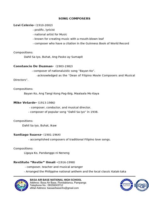Q3 Music Lecture Pdf Songs
