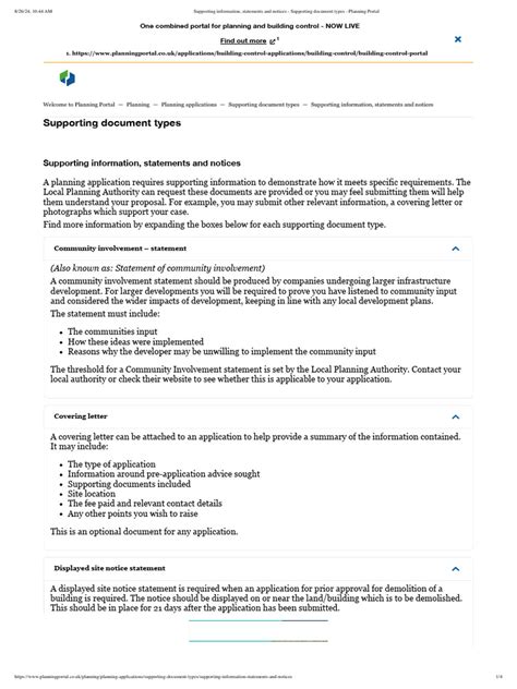 Supporting Information Statements And Notices Supporting Document Types Planning Portal Pdf