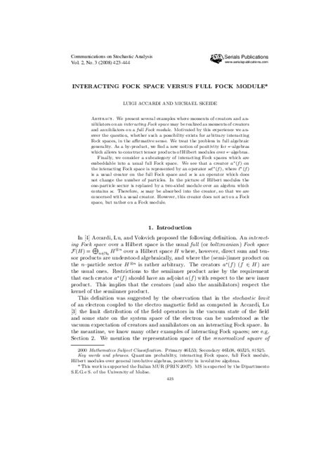 Pdf Interacting Fock Space Versus Full Fock Module