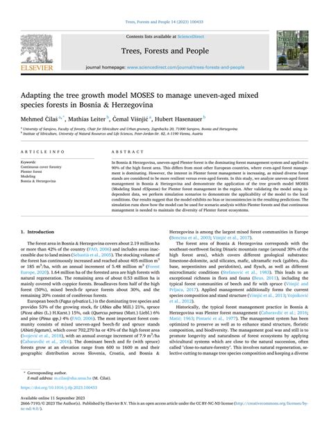 pdf adapting the tree growth model moses to manage uneven aged mixed