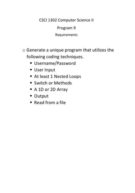 Solved Csci 1302 Computer Science Il Program 9 Requirements