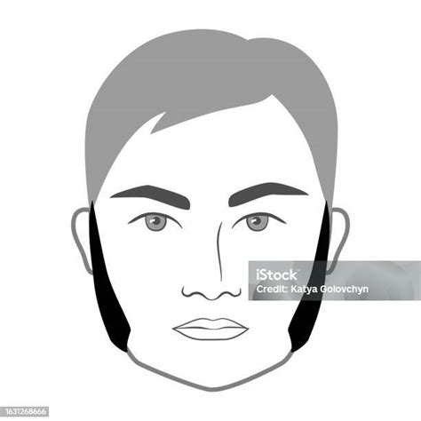 Long Sideburns Beard Style Men In Face Illustration Facial Hair Vector Grey Black Portrait Male